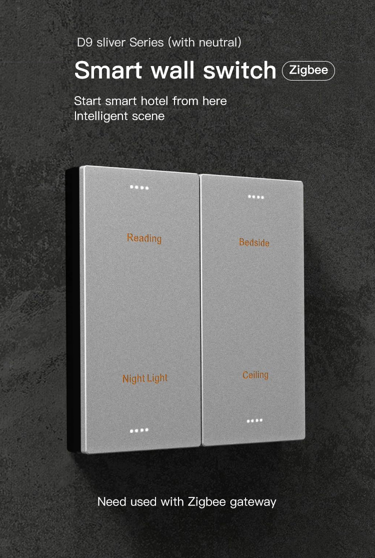 TUYA Hotel smart hotel switch zigbee Aluminum brushed panel WIFI smart ...